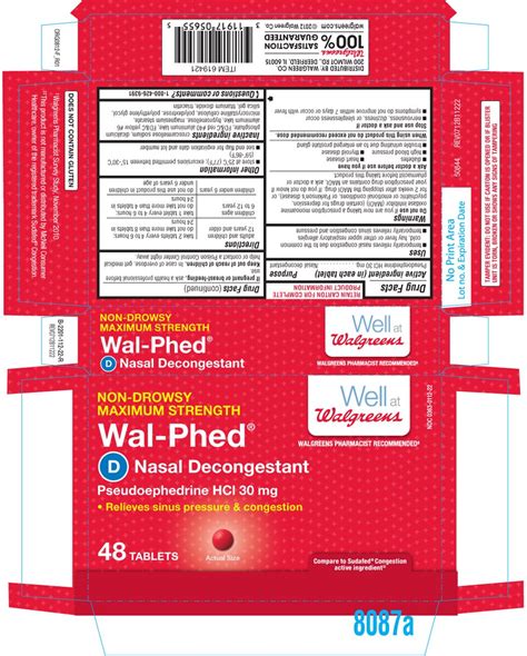 Wal Phed Walgreen Co Pseudoephedrine Hydrochloride 30mg Tablet