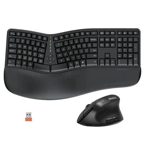 Meetion Ergonomic Wireless Wave Keyboard And Vertical Mouse Combo