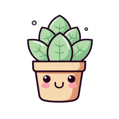 Premium Ai Image Cute Succulent Plant In Pot Vector Flat Cartoon