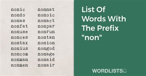List Of Words With The Prefix Non