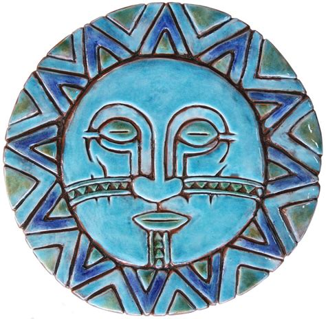 Sun And Moon Ceramic Wall Art 5 Large Turquoise Tile By Gvega