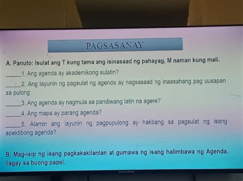 A Panuto Isulat Ang T Kung Tama Ang Studyx