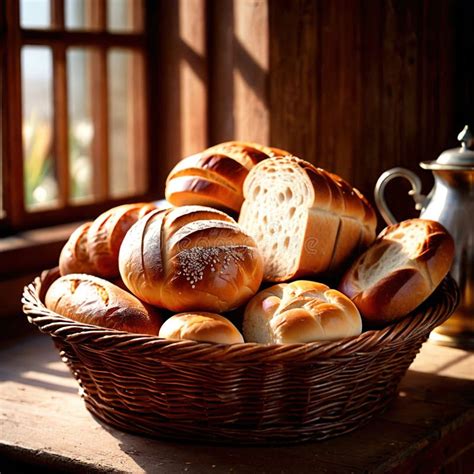 Bread Basket Assorted Selection Of Baked Buns Breads Food Stock Illustration Illustration Of