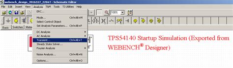 WEBENCH Tools TPS Simulation Export Tina TI Problem Simulation Hardware System