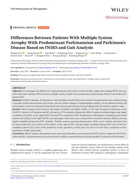 Pdf Differences Between Patients With Multiple System Atrophy With