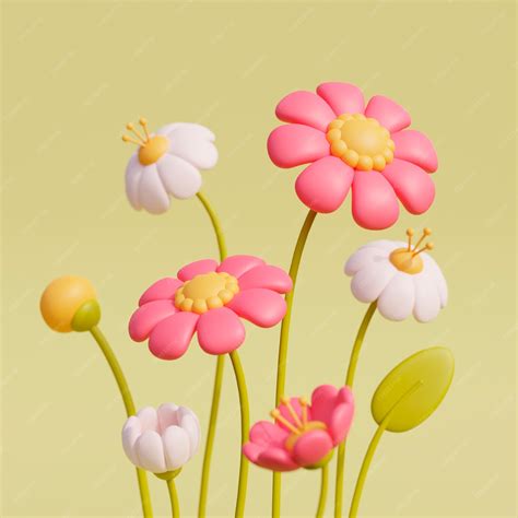 Vista De 3d Florecer Flores Foto Gratis