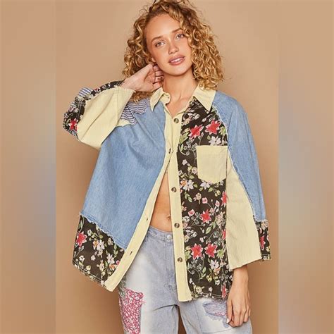 Pol Jackets And Coats 35 Closeout Firm New Pol Denim Floral Patchwork