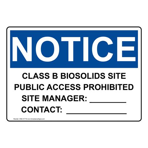 Osha Sign Notice Class B Biosolids Site Public Access Prohibited