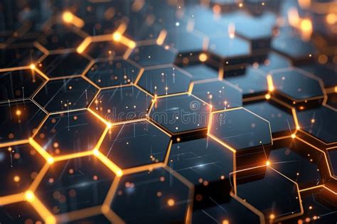 Hi Tech Geometric Pattern With Interconnected Hexagons And Glowing