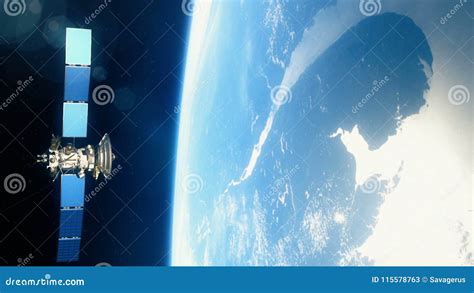 Satellite Réaliste Dans La Basse Orbite Terrestre Image Stock Image