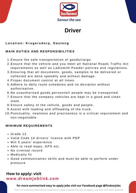 Newdriver Krugersdorp Gauteng From R 7 000 Pm Requirements