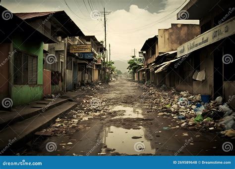 Moradia De Gueto Com Lixo Sujo E Casas Residenciais Pobres Arte Gerada