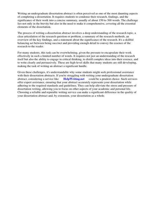 How To Write An Undergraduate Dissertation Abstract Pdf Thesis Abstract Summary