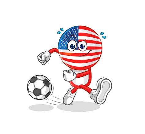 Premium Vector America Kicking The Ball Cartoon Cartoon Mascot Vector