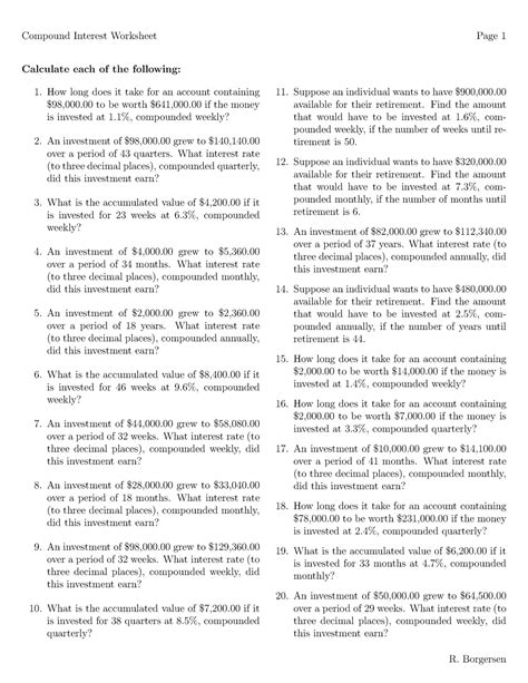 5 2 Compound Interst Worksheet Over A Period Of 43 Quarters What Interest Rate To Three