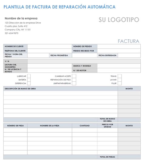 Plantilla De Factura En Blanco En Word Factura Formato En Blanco