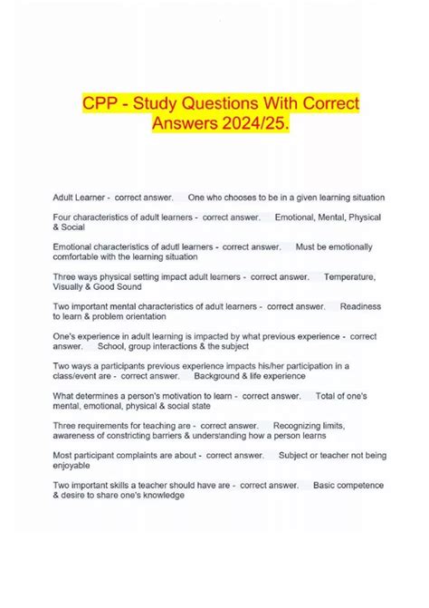 CPP Study Questions With Correct Answers 2024 25 CPP Certified Payroll Professional