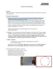 Copy Of Centripetal Force Exploration Pdf Name Naziera Class Period Th Uniform Circular