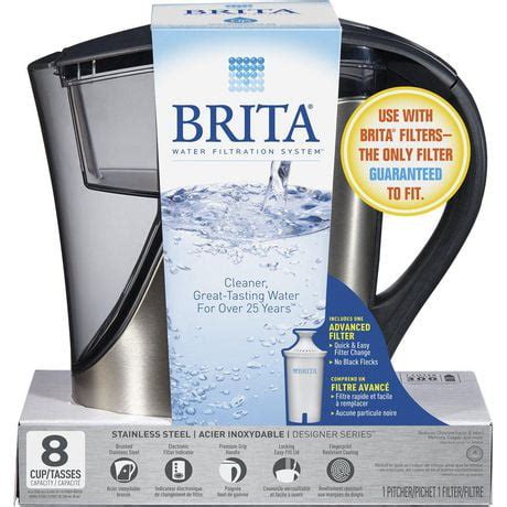 Brita Stainless Steel Water Filter Pitcher With 1 Standard Filter 8