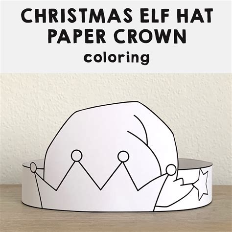 Christmas Elf Paper Hat Printable Coloring Craft Winter Christmas