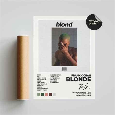 Frank Ocean Blonde Album Cover Poster Blond Custom Poster Home