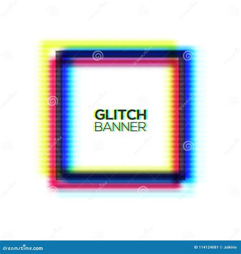 Abstract Glitch Square Frame Distorted Rectangle Stock Vector