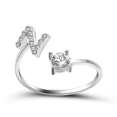 Vlemua Engagement Ring Couple Rings Initial Letter Ring For Girls