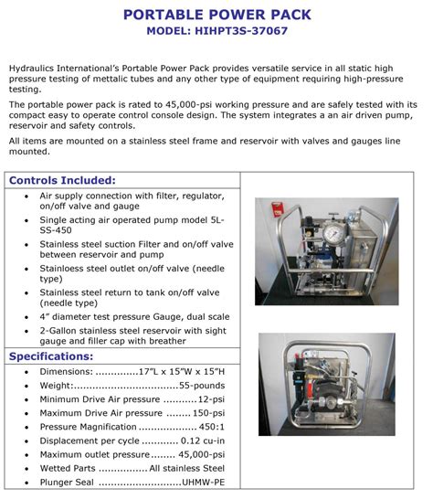 Aircraft Hydraulic Hose Burst Test Stand