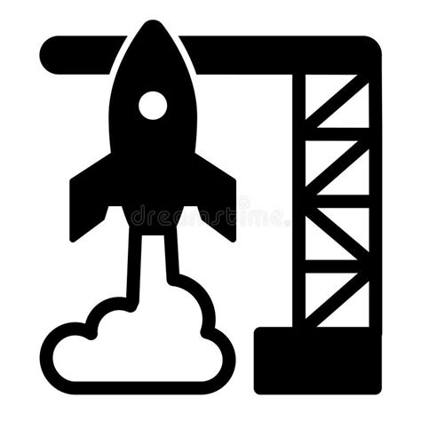 Rocket Launch Solid Icon Cosmos Concept Vector Graphics Stock