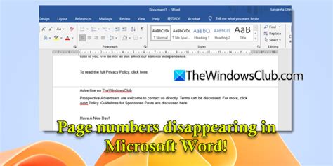 Page Numbers Disappearing In Word Fix
