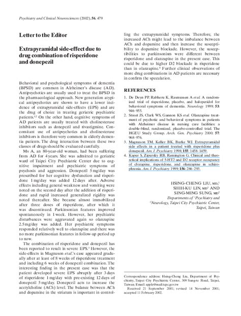 Pdf Extrapyramidal Side Effect Due To Drug Combination Of Risperidone