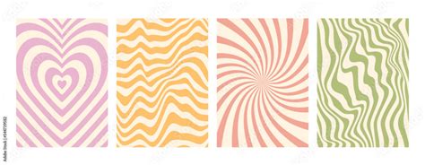 Y2k Backgrounds Waves Swirl Twirl Pattern Vector Posters With Heart