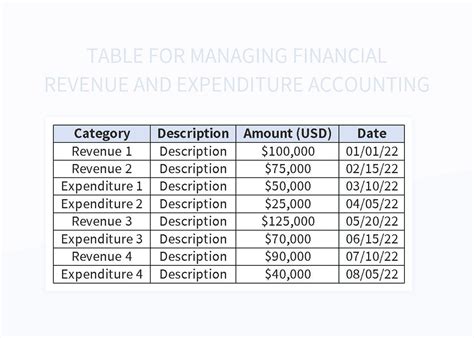 Free Financial Revenue And Expenditure Accounting Form Templates For