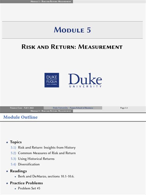 Finance2022fall1lecturenotesmodule05 Pdf Financial Risk