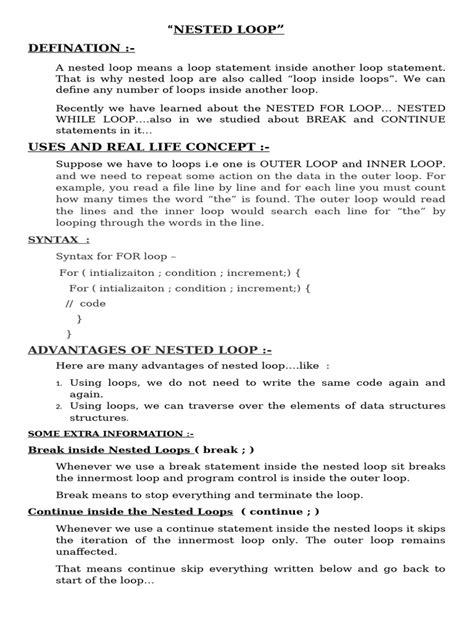 Nested Loop Pdf