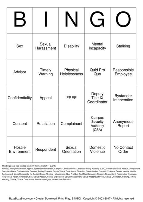 Sexual Harrassment Bingo Cards To Download Print And Customize