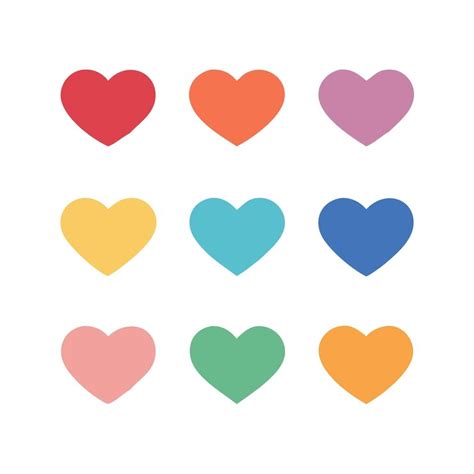 Heart Love Emoji Set Differennt Color Vector Collection Premium Vector