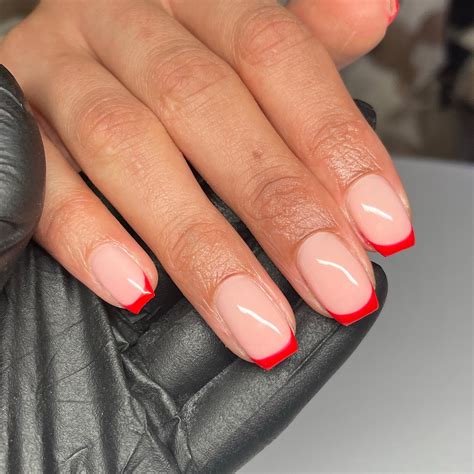 17 Red French Tip Nails Short Designs That Actually Look Cool Nail