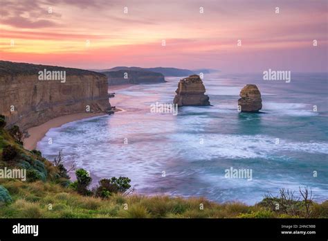Sunset The Twelve Apostles Great Ocean Road In Victoria Australia
