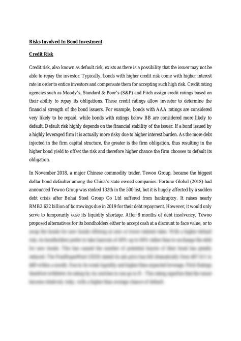 Bond Analysis Bbmf3173 Bond Analysis Tar Uc Thinkswap