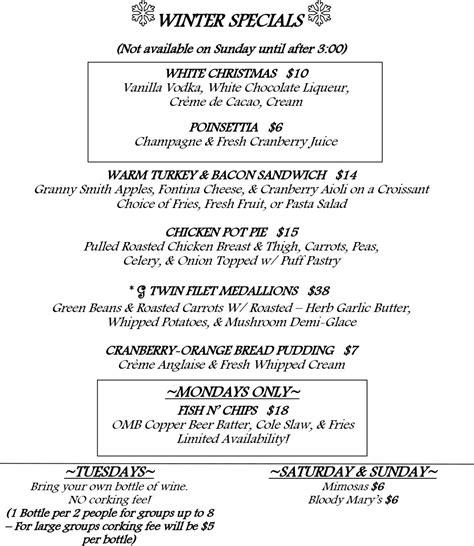 Seasonal Specials Trio Restaurant