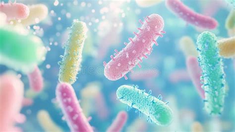 Microscopic World Of Colorful Microorganisms Stock Illustration
