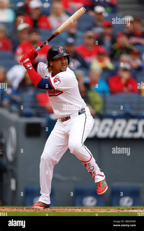 Jose Ramirez 11 Of The Cleveland Guardians At Bat During A Game