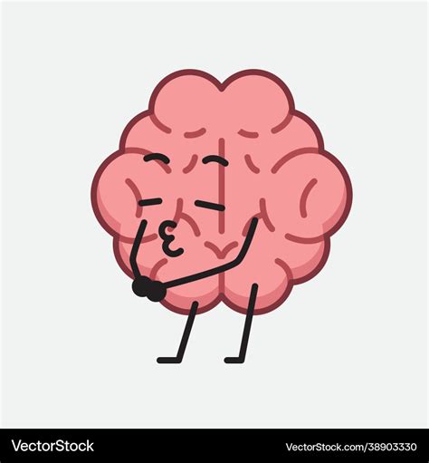 Brain Character With Cute Face And Simple Body Royalty Free Vector