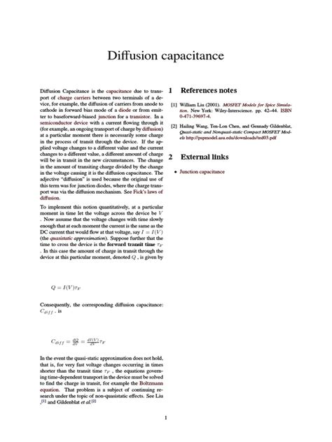 Diffusion Capacitance Pdf Force Electricity