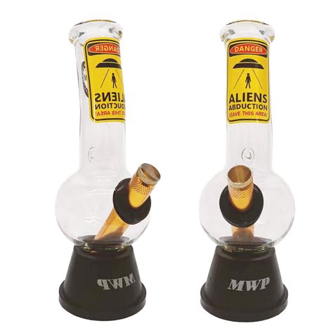 Small Glass Bongs Danger Aliens Print 20cm Bongsmart Australia