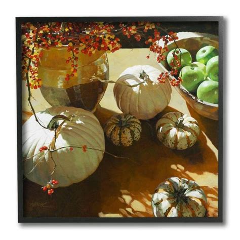 Stupell Industries Autumn Pumpkin Harvest Table Still Life Framed 12 In