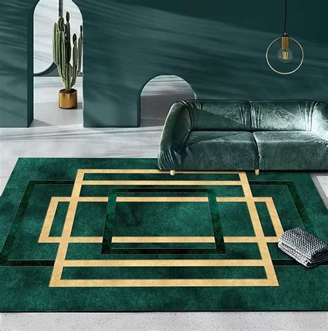Qmkmyy Simple Fashion Green And Gold Decorative Rugs