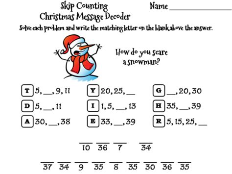 Skip Counting By 2 3 4 5 10 Christmas Math Activity Message