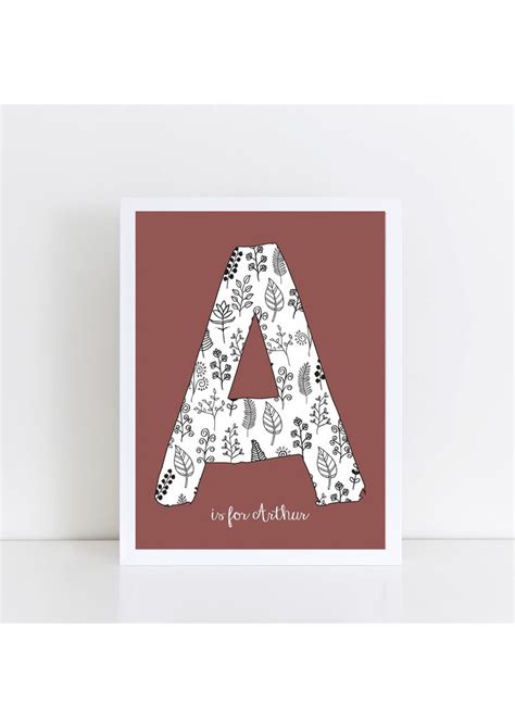 Floral Initial Print Brick Background Floral Initial Initial